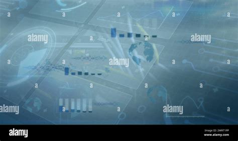 Image Of Hud Processing With Financial Data On Digital Interface Stock