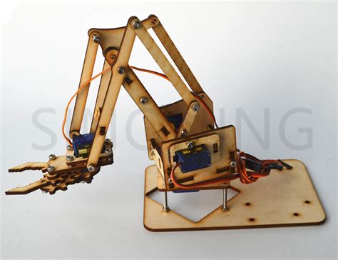 4 dof wood robotic arm sg90 servo for arduino raspberry pie snam1500