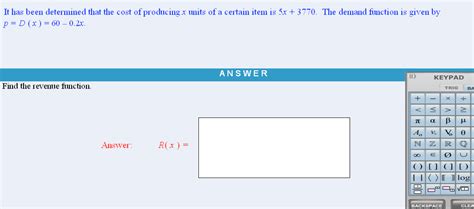 solved it has been determined that the cost of producing x