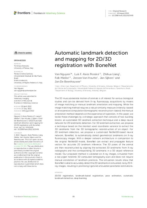 Pdf Automatic Landmark Detection And Mapping For 2d3d Registration With Bonenet