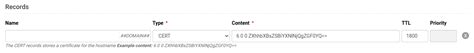 adding a cert record to a dns template dns zone realtime register
