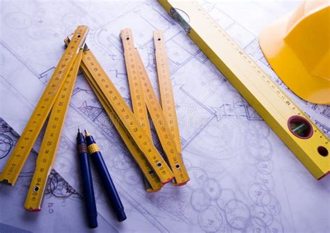 Plan Et Outils Darchitecture Image Stock Image Du Constructeur Intérieur 3954837