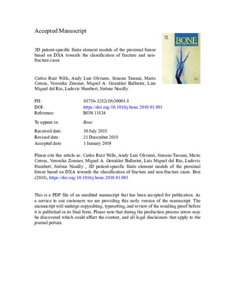 Pdf 3d Patient Specific Finite Element Models Of The Proximal Femur