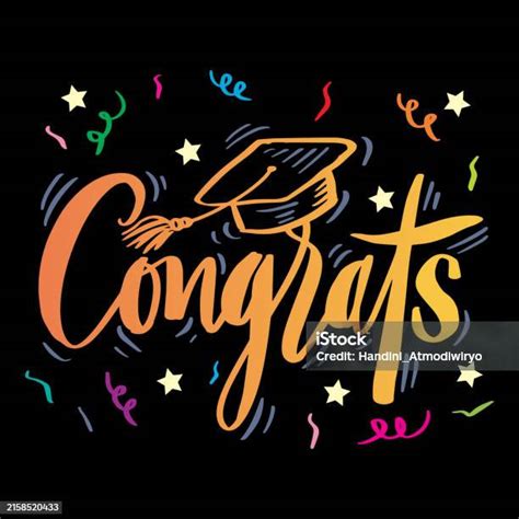 손으로 그린 글자를 축하합니다 검은 배경에 벡터 일러스트 레이 션입니다 개념에 대한 스톡 벡터 아트 및 기타 이미지 개념 개념과 주제 공휴일 Istock
