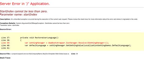 Startindex Cannot Be Less Than Zero 8351 Support Center Aspnet Zero Support