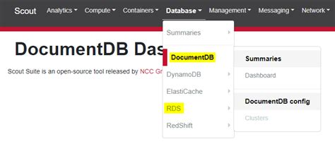 wrong classification of documentdb in the report · issue 1172 · nccgroup scoutsuite · github