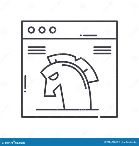 Linear Trojan Icon From Cyber Outline Collection Thin Line Trojan