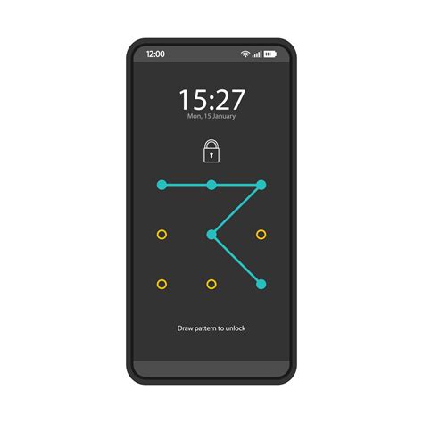 Lock Screen Smartphone Interface Vector Template Pattern Password Mobile Lock Combination App