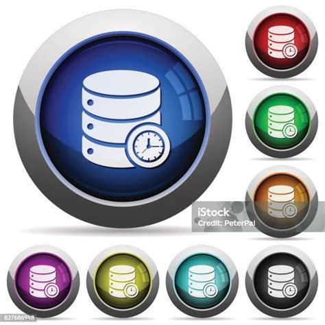 Database Timed Events Round Glossy Buttons Stock Illustration Download Image Now Network