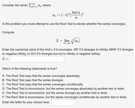 solved consider the series ∑∞n 1an∑n 1∞an where