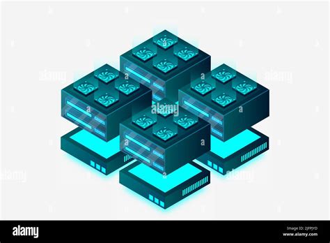 Server Room Isometric Mainframe Powered Server High Technology Concept Data Center Big Data
