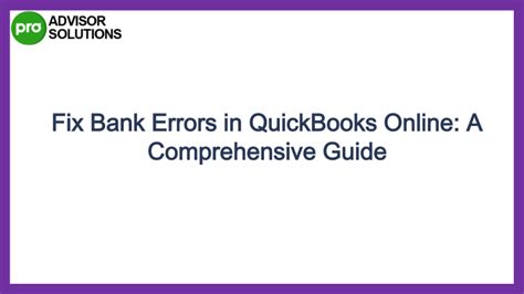 Fix QuickBooks Online Bank Errors A Comprehensive Guide