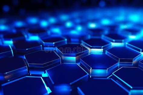 Close Up Of Blue Computer Keyboard With Hexagonal Shapes Generative Ai