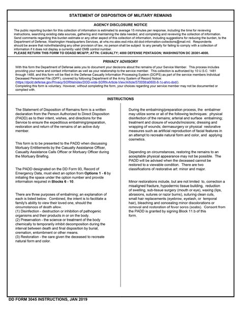 Dd Form 3045 Download Fillable Pdf Or Fill Online Statement Of Disposition Of Military Remains