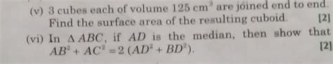 V 3 Cubes Each Of Volume 125 Mathrm {~cm} { 3 } Are Joined End To En
