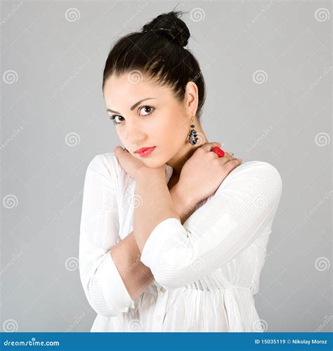 Studio Portrait Of The Beautiful Girl Stock Image Image Of Dreamy