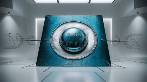 Futuristic Sci Fi Push Button Interface Teal High Quality Image Stock Illustration