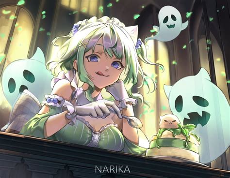 Mint Fantome And Wisps Indie Virtual Youtuber Drawn By Narika