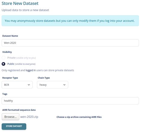 Storing A New Dataset — Interclone Latest Documentation