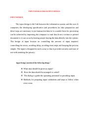 INPUT DESIGN AND OUTPUT DESIGN Doc INPUT DESIGN AND OUTPUT DESIGN INPUT DESIGN The Input