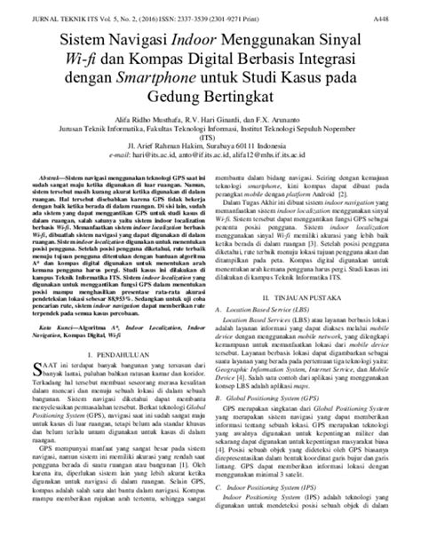 Pdf Sistem Navigasi Indoor Menggunakan Sinyal Wi Fi Dan Kompas Digital Berbasis Integrasi
