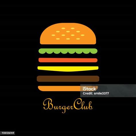 버거 클럽 로고입니다 검은 바탕에 평면 디자인 햄버거 로고 버거 클럽 0명에 대한 스톡 벡터 아트 및 기타 이미지 0명 고기 깨 Istock