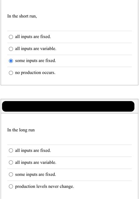 Solved In The Short Run All Inputs Are Fixed All Inputs Chegg Com