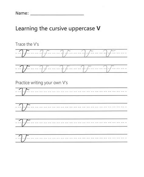 Printable Cursive V Uppercase Free Download And Print For You