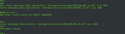 Resolve Ora 02180 Invalid Option For Create Tablespace