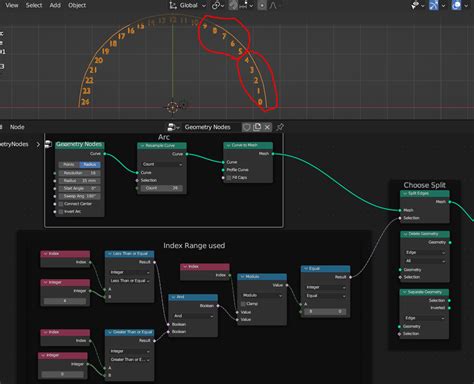 Mathematics Splitting A Range Of Indexes Into Groups Islands Using Geometry Nodes Blender