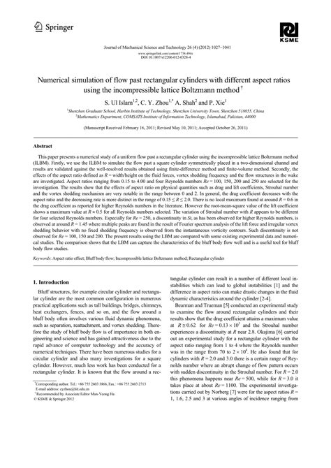 Pdf Numerical Simulation Of Flow Past Rectangular Cylinders With Different Aspect Ratios Using