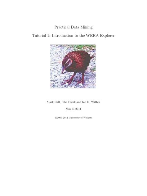 Practical Data Mining Tutorial 1 Introduction To The Weka Explorer Pdf Interfaces Gráficas
