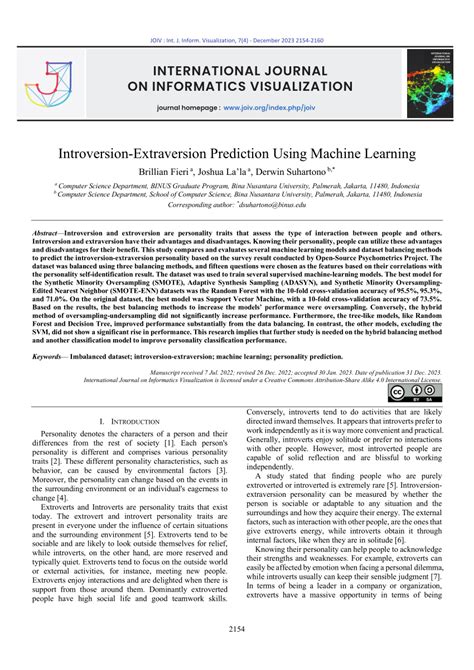 Pdf Introversion Extraversion Prediction Using Machine Learning