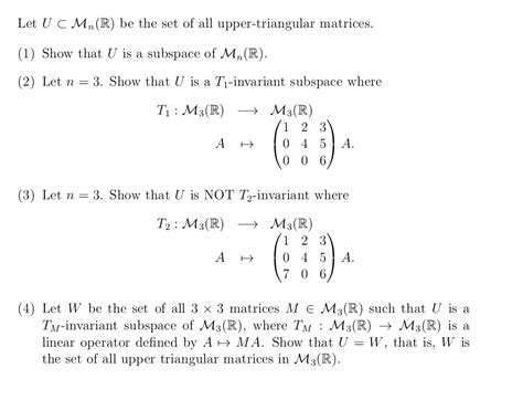 Solved Let U⊂mnr Be The Set Of All Upper Triangular