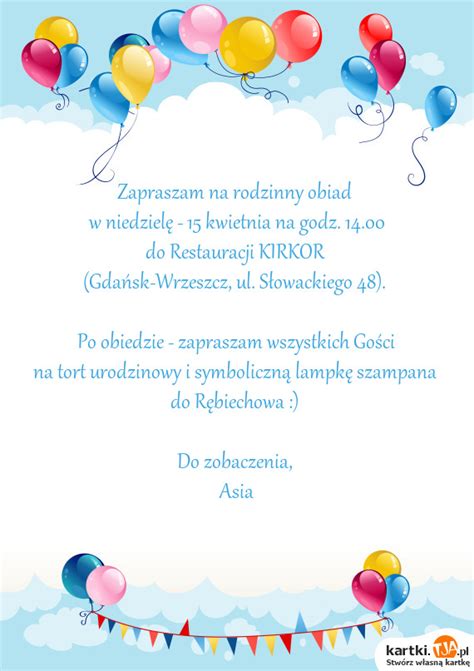 Zapraszam Na Rodzinny Obiad Darmowe Kartki