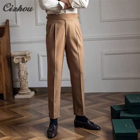 กางเกงสูทผู ้ ชายขาตรงกางเกงสูทเอวสูงธุรกิจย ้ อนยุคกางเกงสูทผ ้ าม ่ านอเนกประสงค ์ Shopee