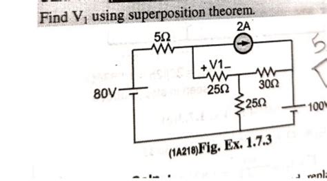Find Mathrm { V } { 1 } Using Superposition Theorem 1a218 Fig Ex 1