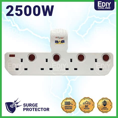 Power Adaport Adaptor Adapter Sirim T Adaport 4 Outlet Socket Soket Plug Surge Protector Multi