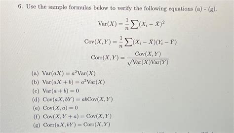 Solved 6 Use The Sample Formulas Below To Verify The