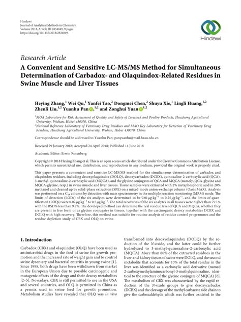 Pdf A Convenient And Sensitive Lc Ms Ms Method For Simultaneous