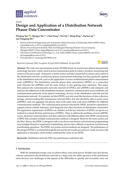 Pdf Design And Application Of A Distribution Network Phasor Data Concentrator