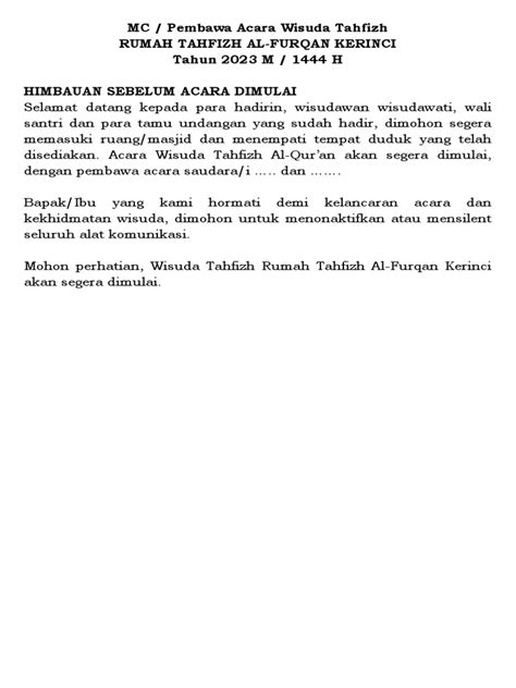 Mc Acara Wisuda Tahfizh Pdf