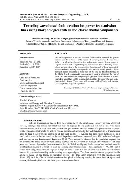Pdf Traveling Wave Based Fault Location For Power Transmission Lines Using Morphological