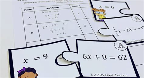 Linear Equations Puzzles Free Practice Set Math Geek Mama