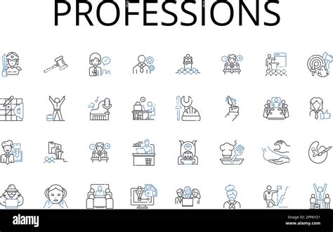 Professions Line Icons Collection Careers Vocations Occupations Workforce Tradespeople