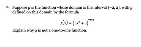 Solved Suppose G ﻿is The Function Whose Domain Is The