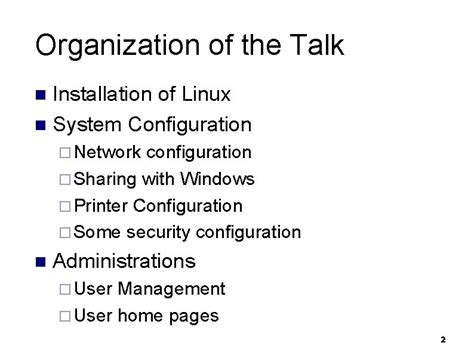 Linux System Configuration And Administration Lecture 6 Linux