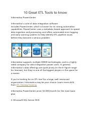 Great ETL Tools To Pdf Great ETL Tools To Know Informatica PowerCenter Informatica S