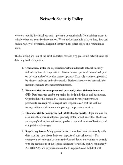 Network Security Policy Pdf Security Computer Security