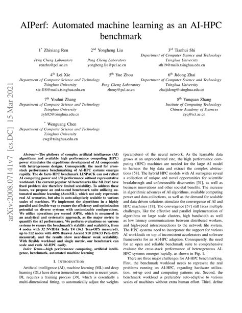 Pdf Aiperf Automated Machine Learning As An Ai Hpc Benchmark
